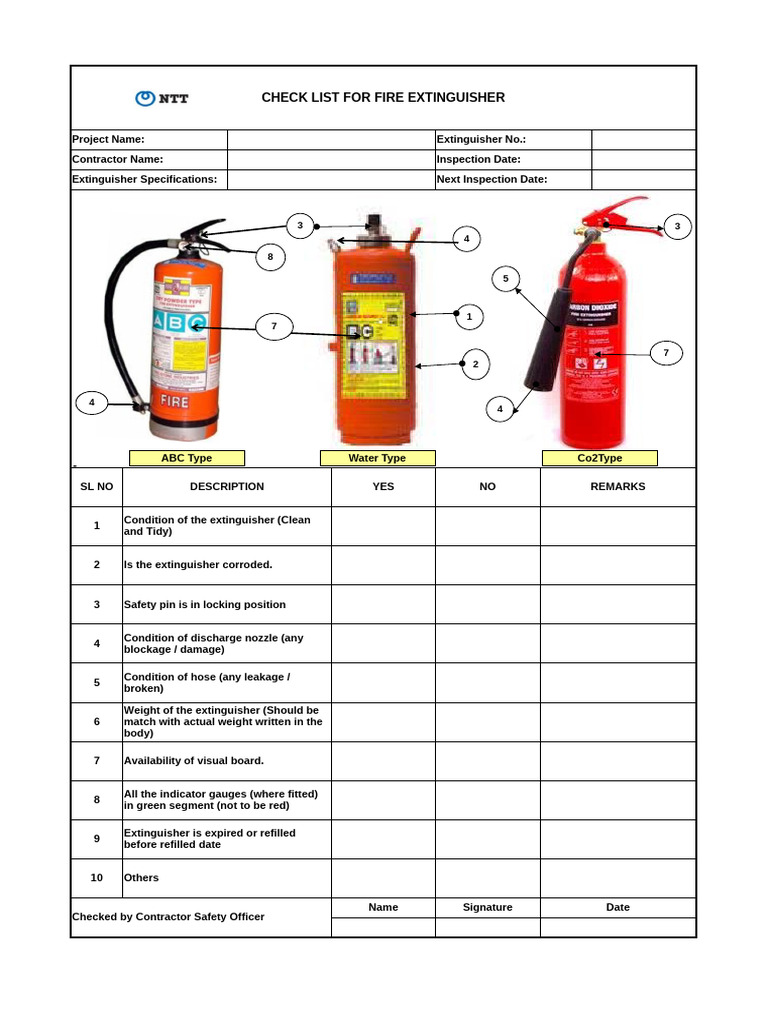 Pic-Checklist For Fire Extinguisher | PDF