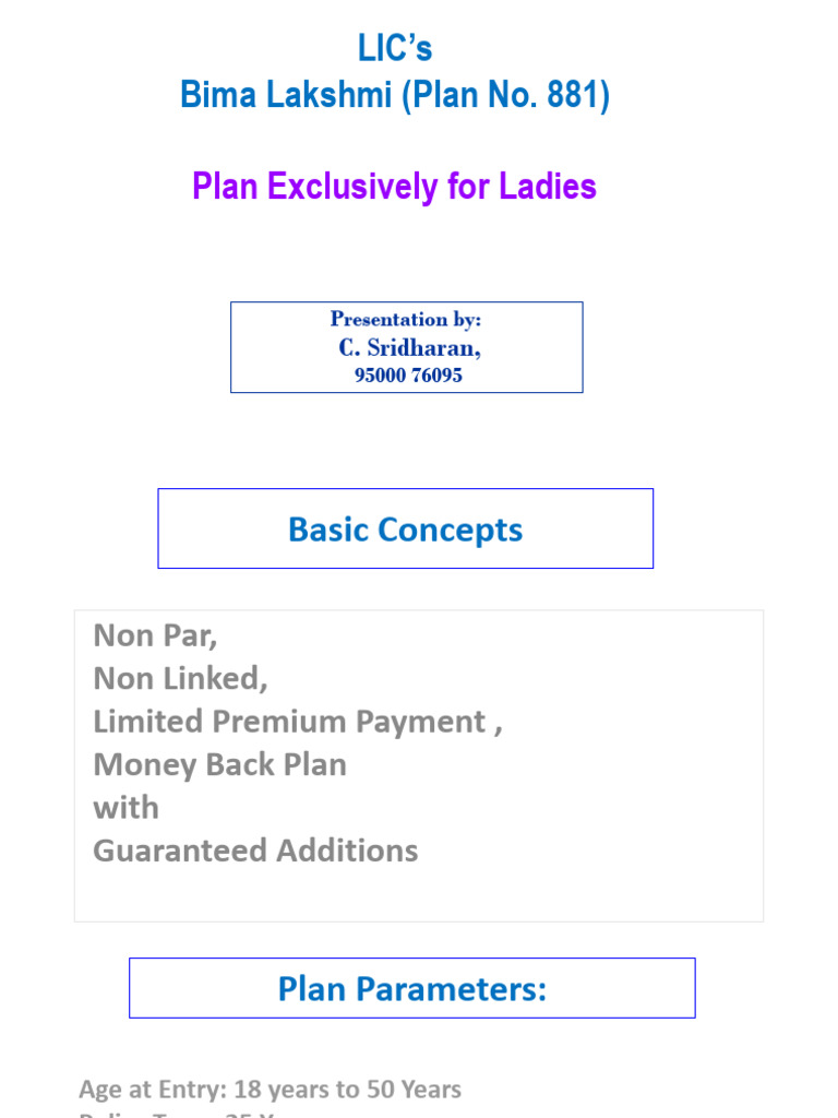 LIC Bima Lakshmi: Women's Insurance Plan | PDF | Insurance | Financial ...
