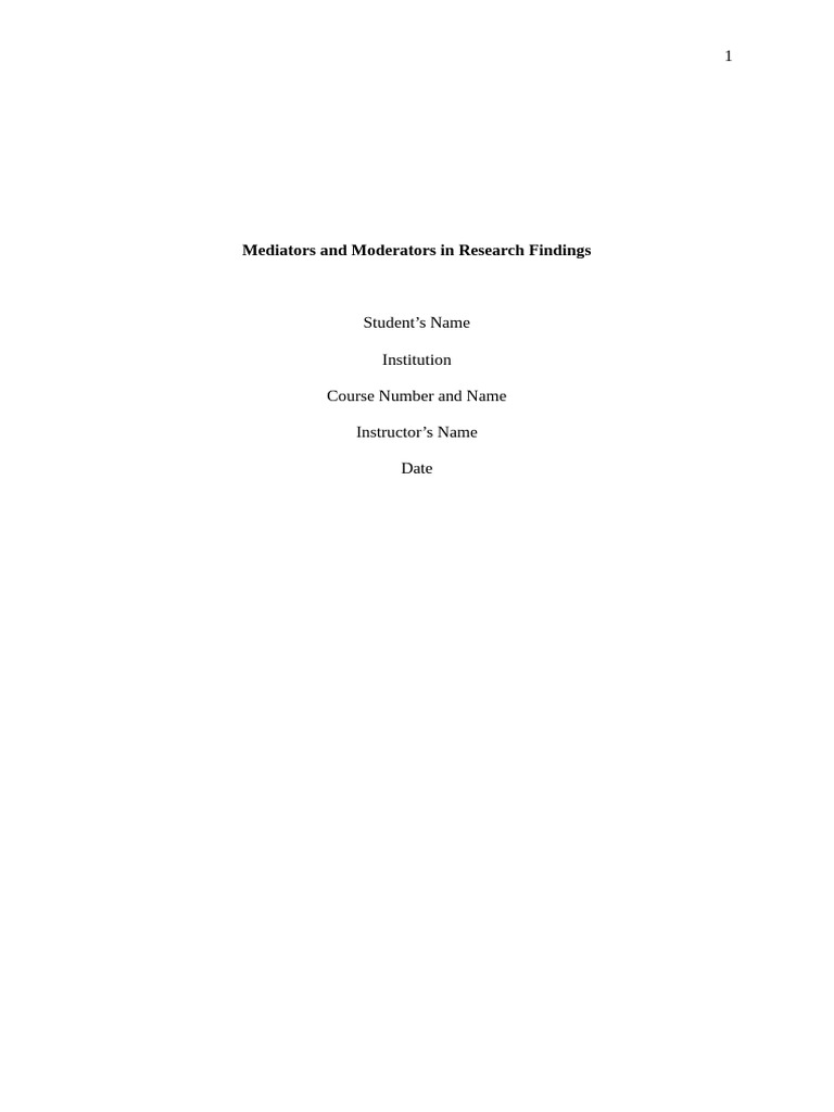 Mediators and Moderators in Research Findings | PDF | Socioeconomic ...