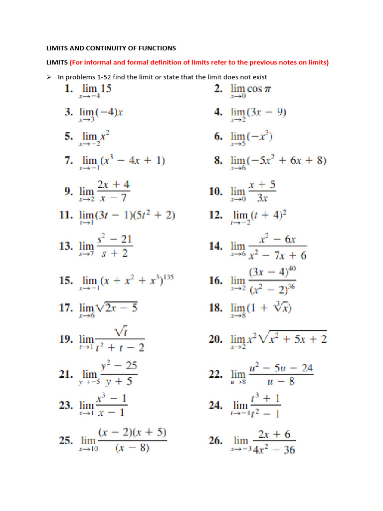 Limits and Continuity of Functions | PDF