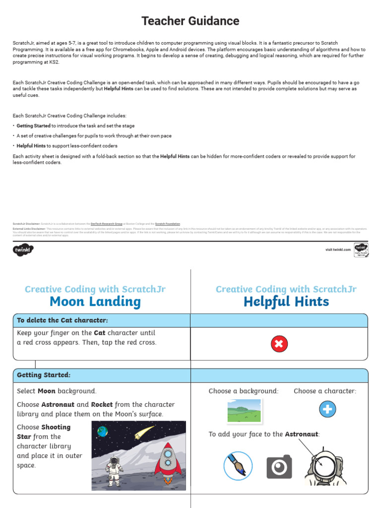 t i 1723813327 Creative Coding With Scratchjr Moon Landing Ver 1 | PDF ...