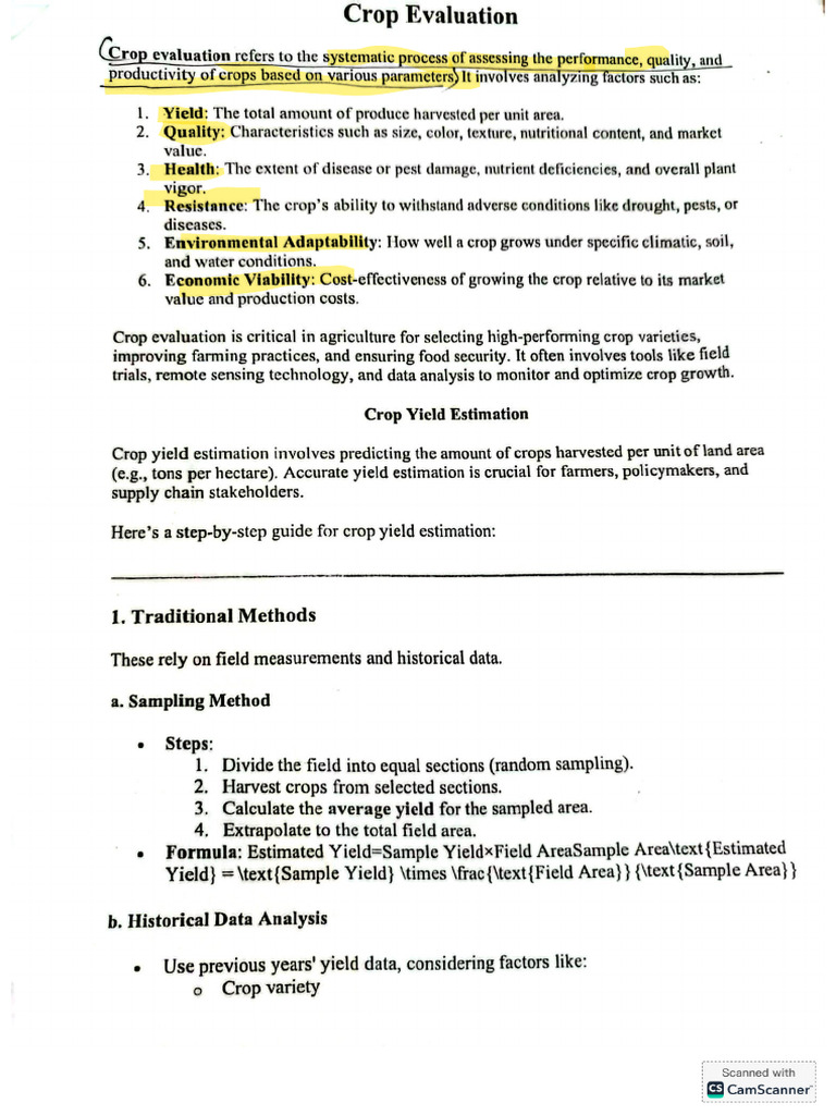 Crop Evaluation | PDF