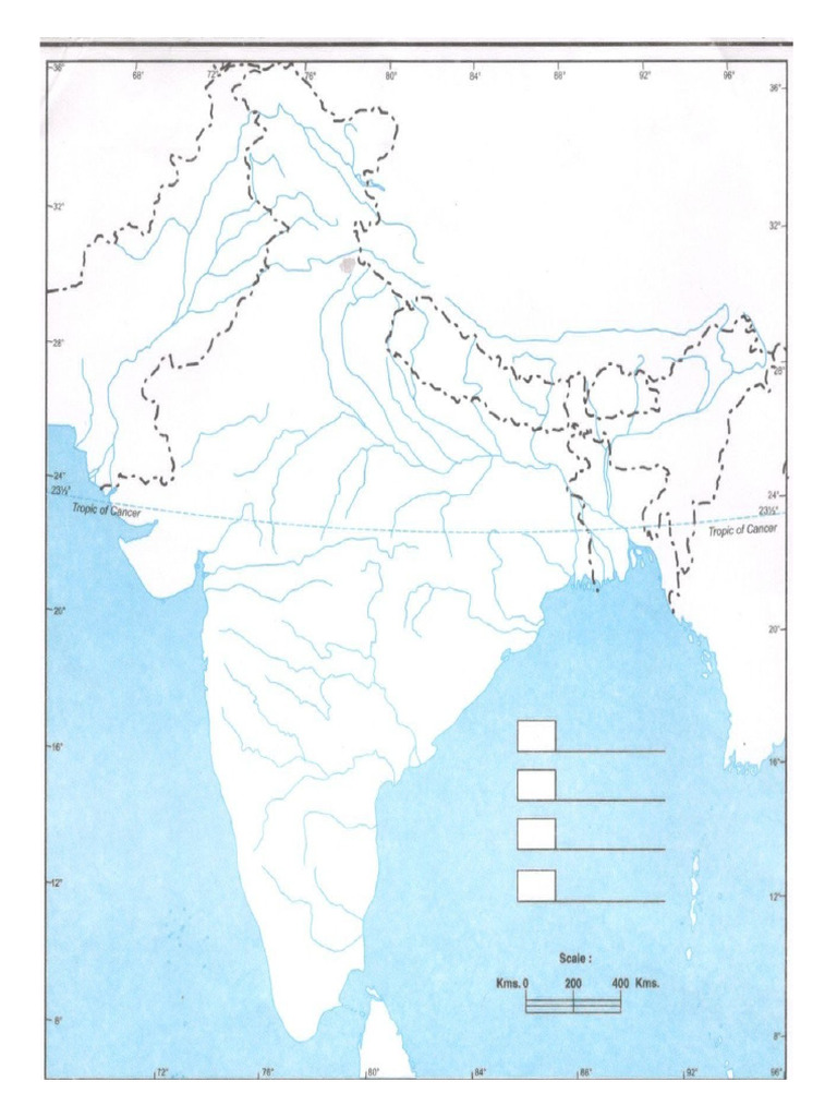 River Map of India Without Names | PDF