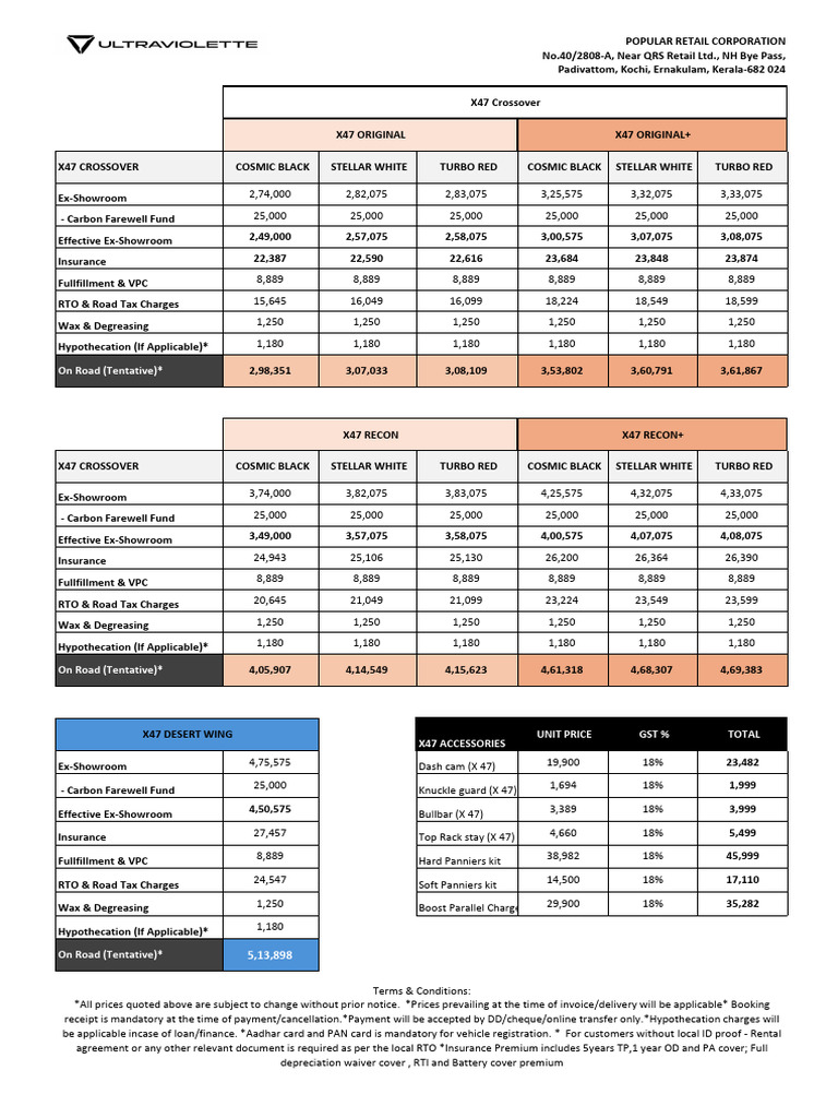 X47 Full Pack Insurance Pricelist 18.10.2025-1 | PDF | Government ...