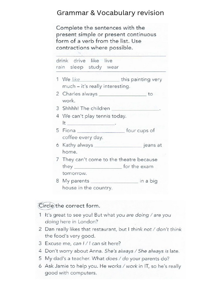 Grammar and Vocabulary Revision Guide | PDF