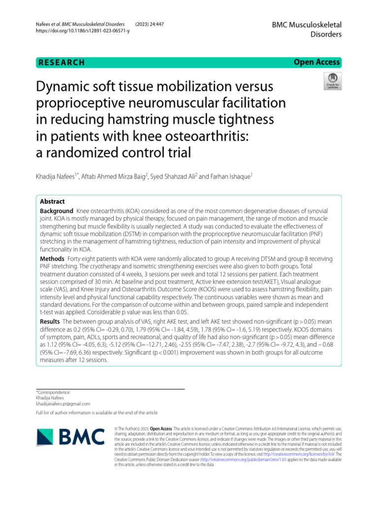 Dynamic Soft Tissue Mobilization Versus Proprioceptive Neuromuscular ...