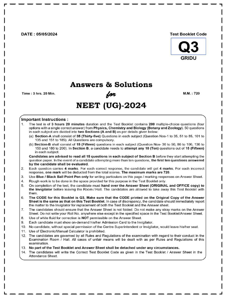 Neet 2024 - Question Paper | PDF