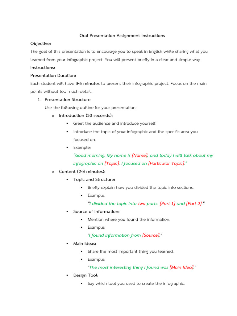 Oral Presentation Assignment Instructions | PDF | Public Speaking ...