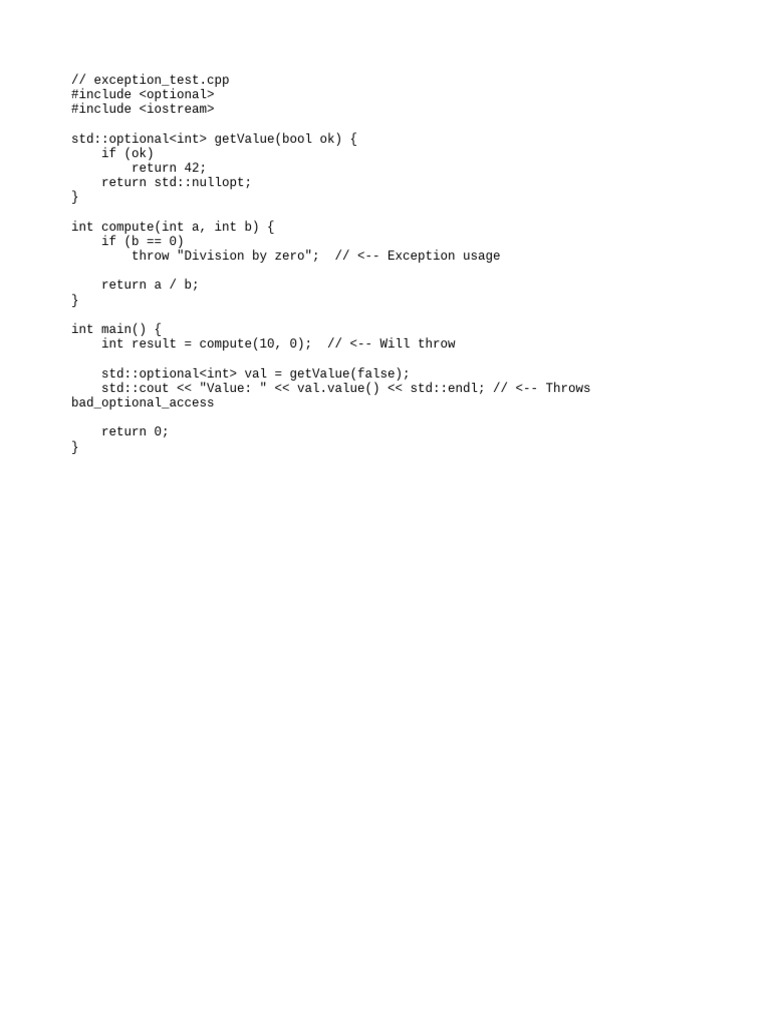 Exception Test - CPP | PDF