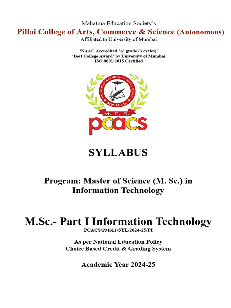 M.Sc. Information Technology Syllabus 2024-25 | PDF | Cloud Computing ...