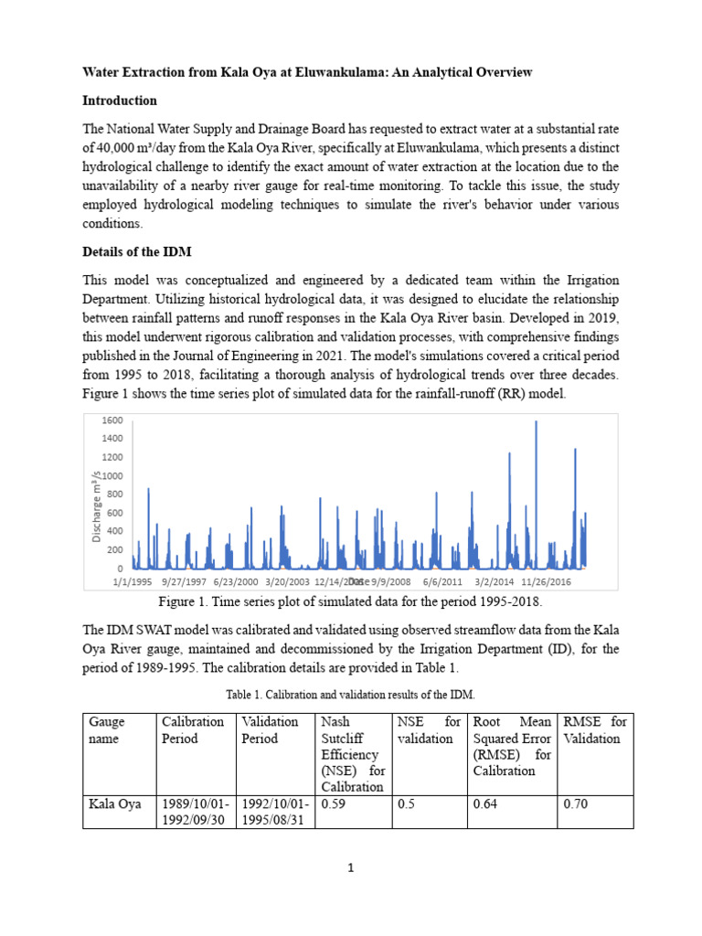 Kala Oya Water Extraction Analysis Final Report | PDF | Hydrology ...