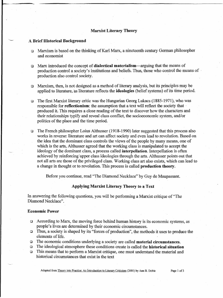 U1L4 Marxist Literary Theory Questions | PDF | Marxism | Karl Marx