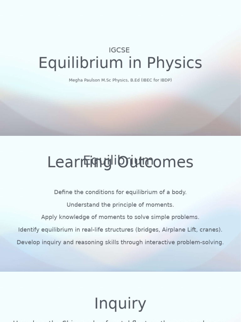 IGCSE - Equilibrium 3 | PDF | Force | Inertia