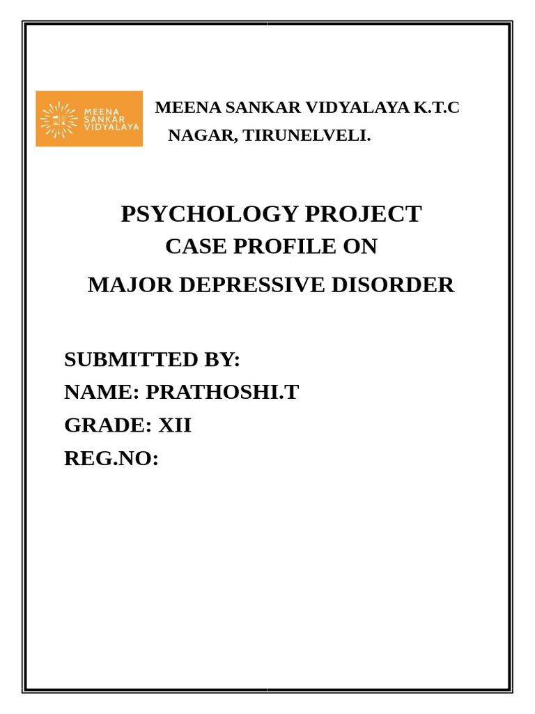 Major Depressive Disorder Case Profile | PDF