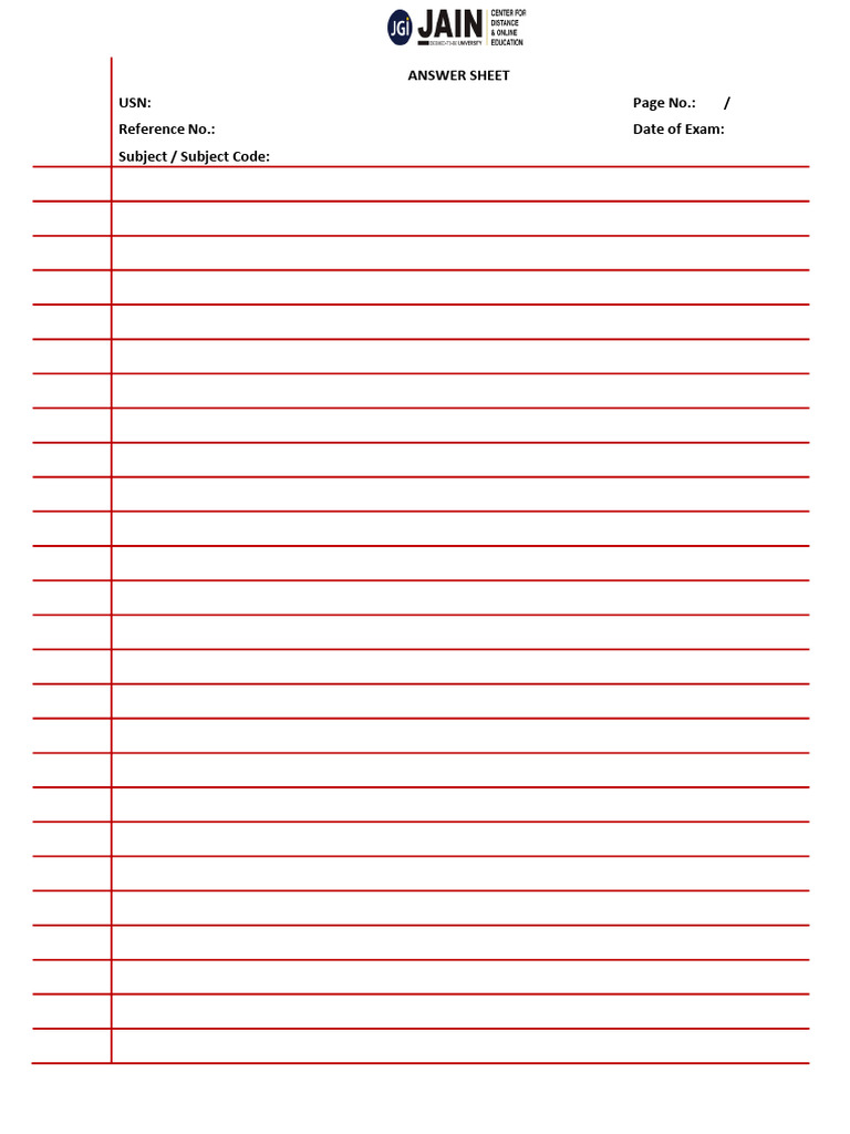 Answer Sheet Template - Online Exams | PDF