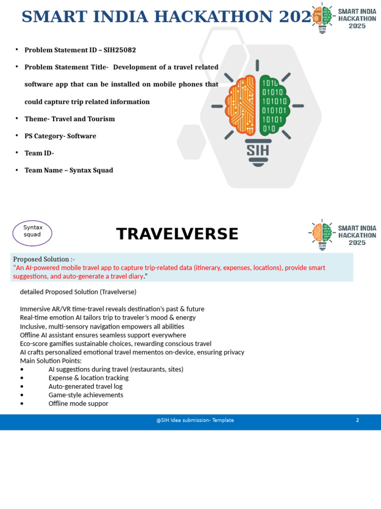 SIH2025 IDEA Presentation Format | PDF | Artificial Intelligence | Intelligence (AI) & Semantics