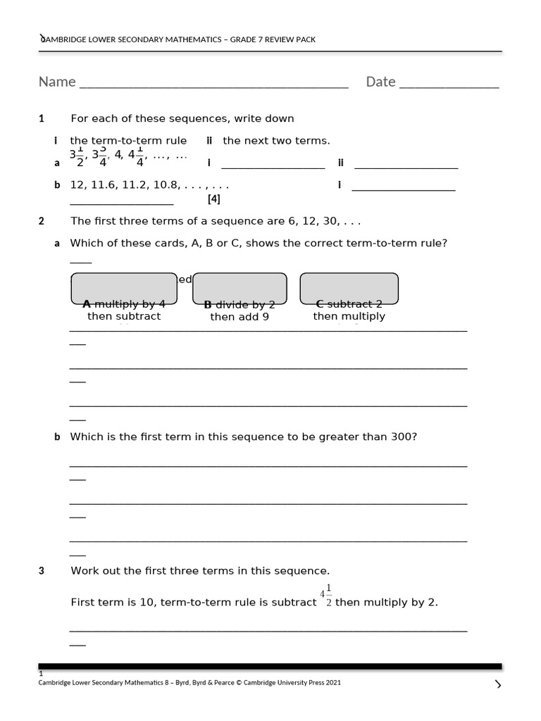 Grade 7 Review Pack | PDF | Probability | Multiplication