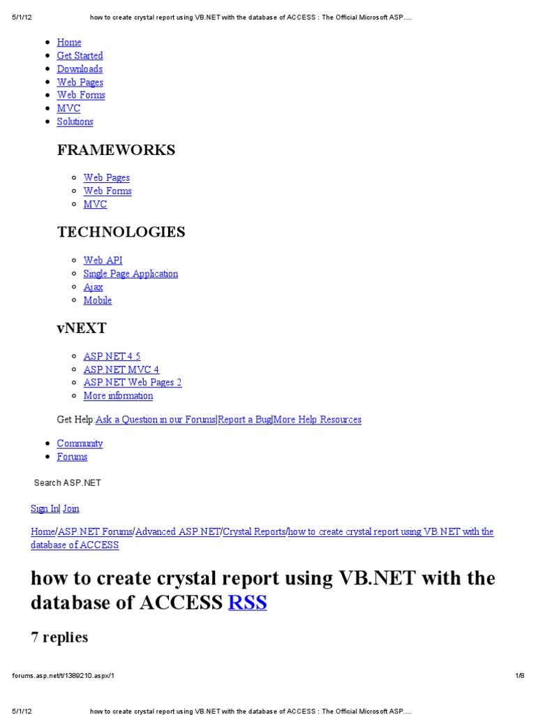 Creating Crystal Reports in VB.NET | PDF | Active Server Pages | Databases
