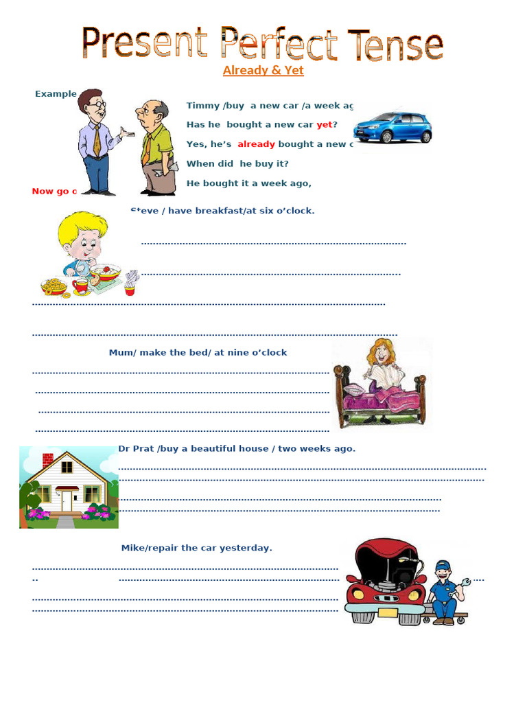Present Perfect Tense Already Yet Conversation Topics Dialogs Tests ...