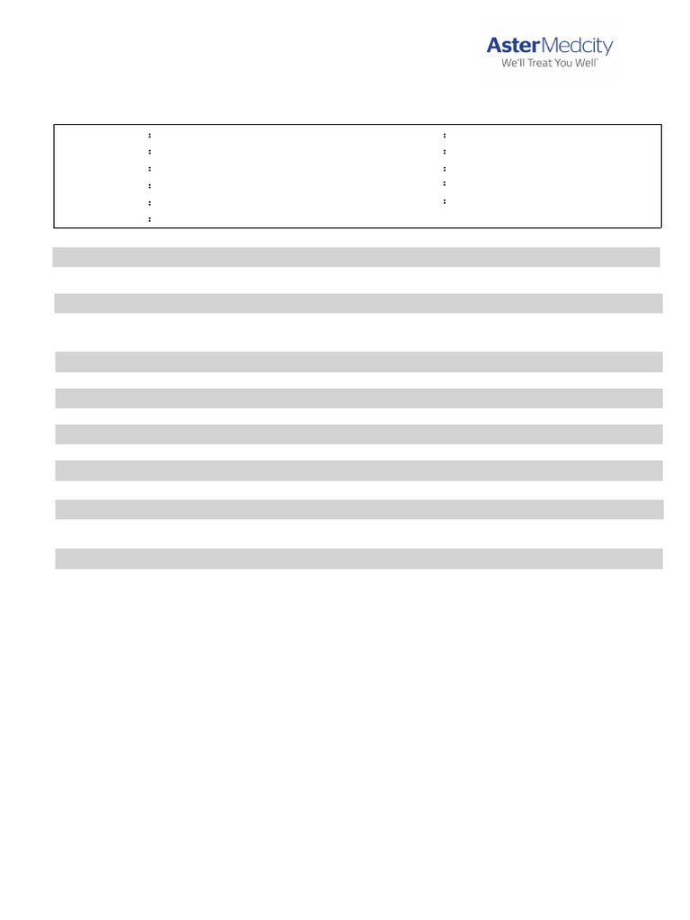 OP Summary: Aster ID Mobile No Patient Name Age/Gender Department | PDF ...