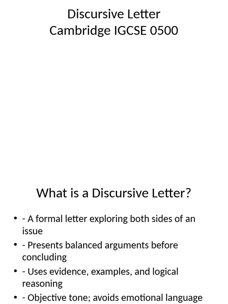 Discursive Letter IGCSE 0500 | PDF