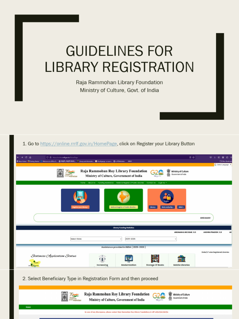 Library Registration Guidelines India | PDF