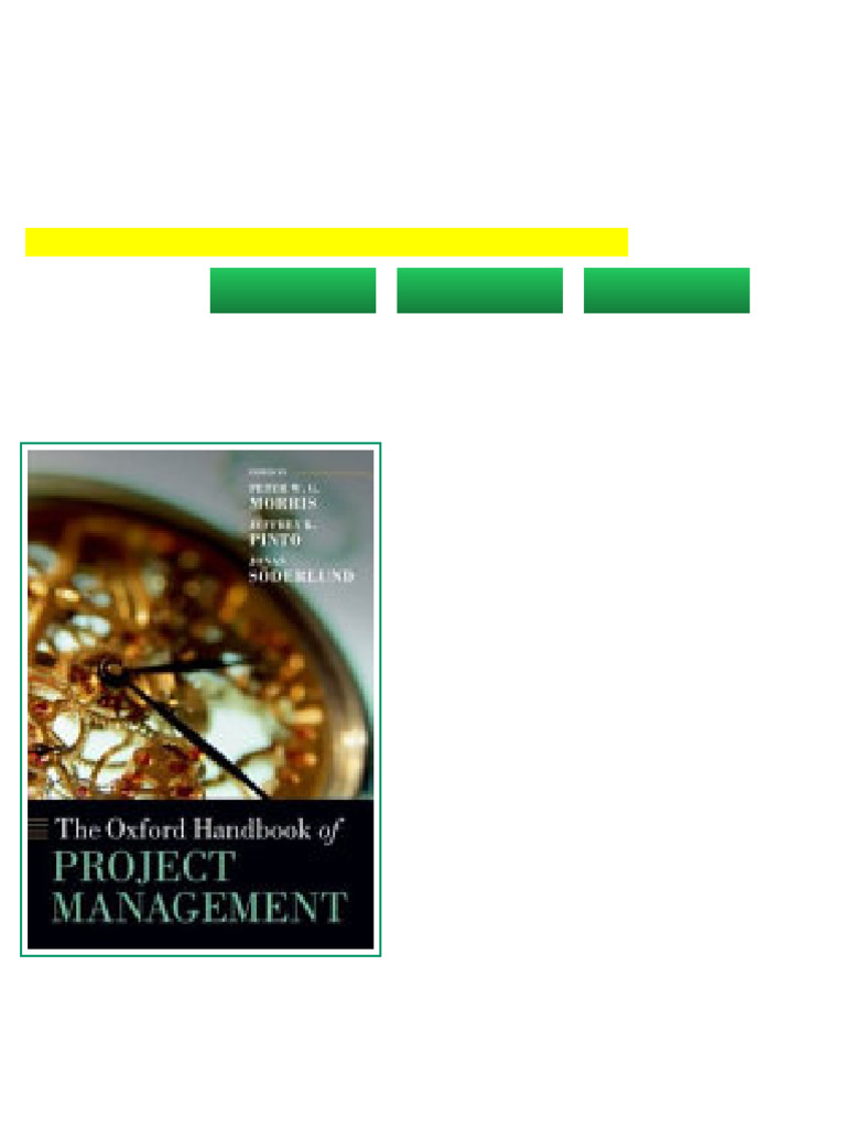 The Oxford Handbook of Project Management 1st Edition Morris Peter W G ...