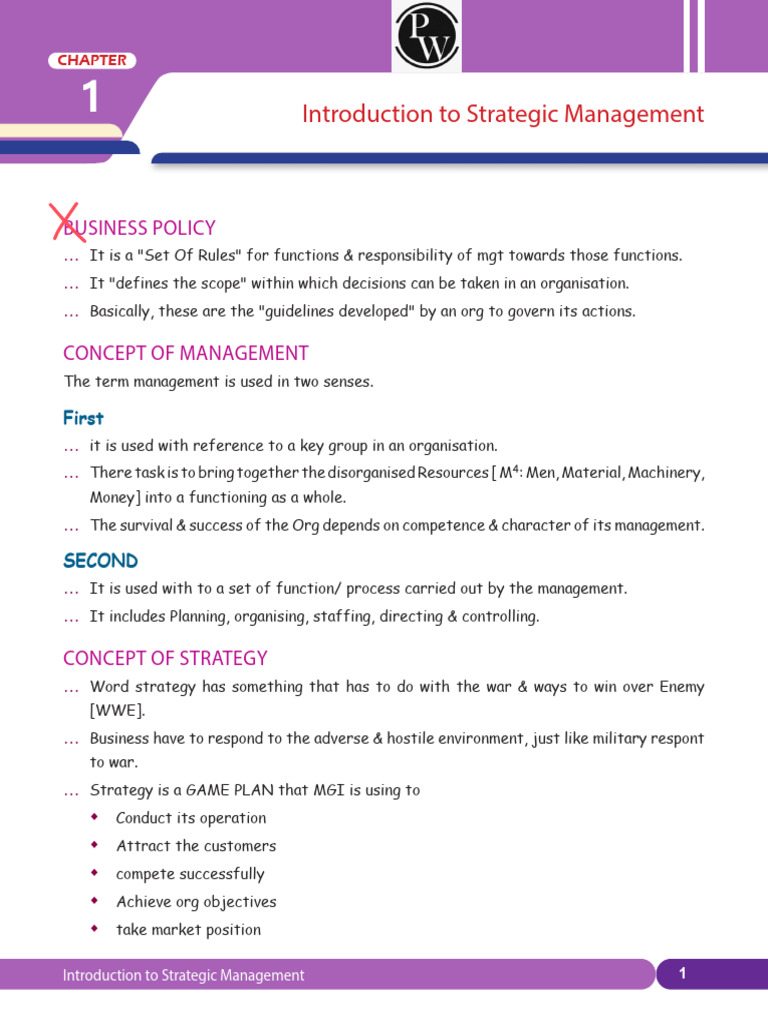 Introduction of Strategic Management - Summary Notes - Udesh Regular ...