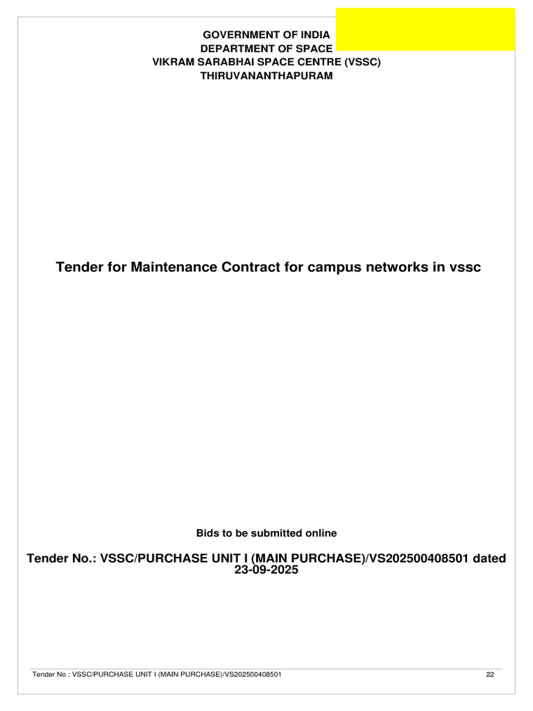 VSSC Campus Network Maintenance Tender | PDF | Mediation ...