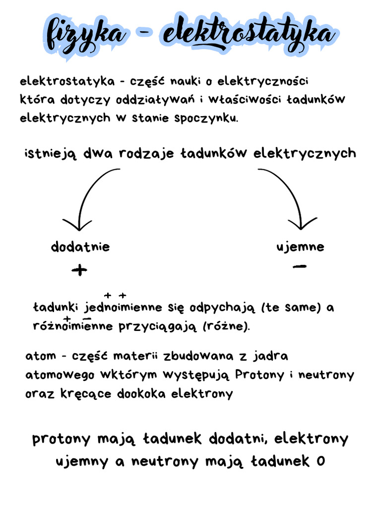 Fizyka - Elektrostatyka | PDF