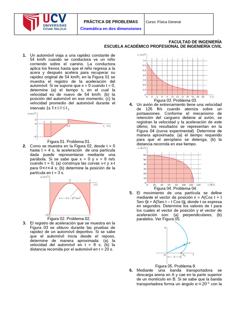 Problemas de Cinemática en 2D | PDF | Cinemática | Velocidad