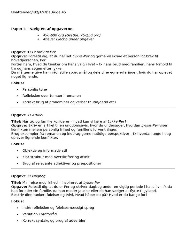 Paper 1 Om Lykkeper UNATTENDED | PDF