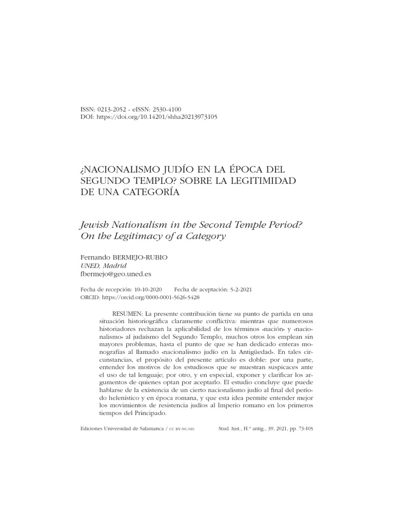 Nacionalismo Judio en La Epoca Del Segu | PDF | Nación | Ciencias Políticas