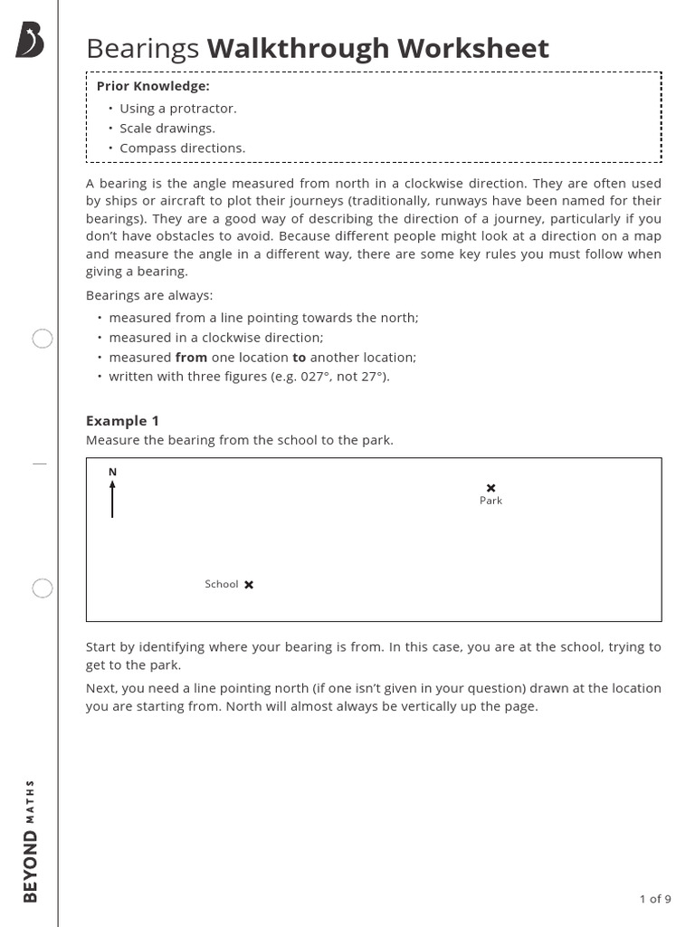 Bearings Walkthrough Worksheet | PDF | Angle