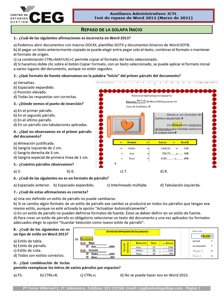 Test Word Completo | PDF | Microsoft Word | Microsoft Excel