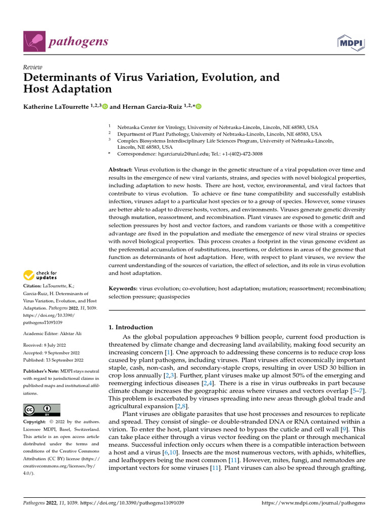 Virus Evolution and Host Adaptation Insights | PDF | Virus | Genetic ...