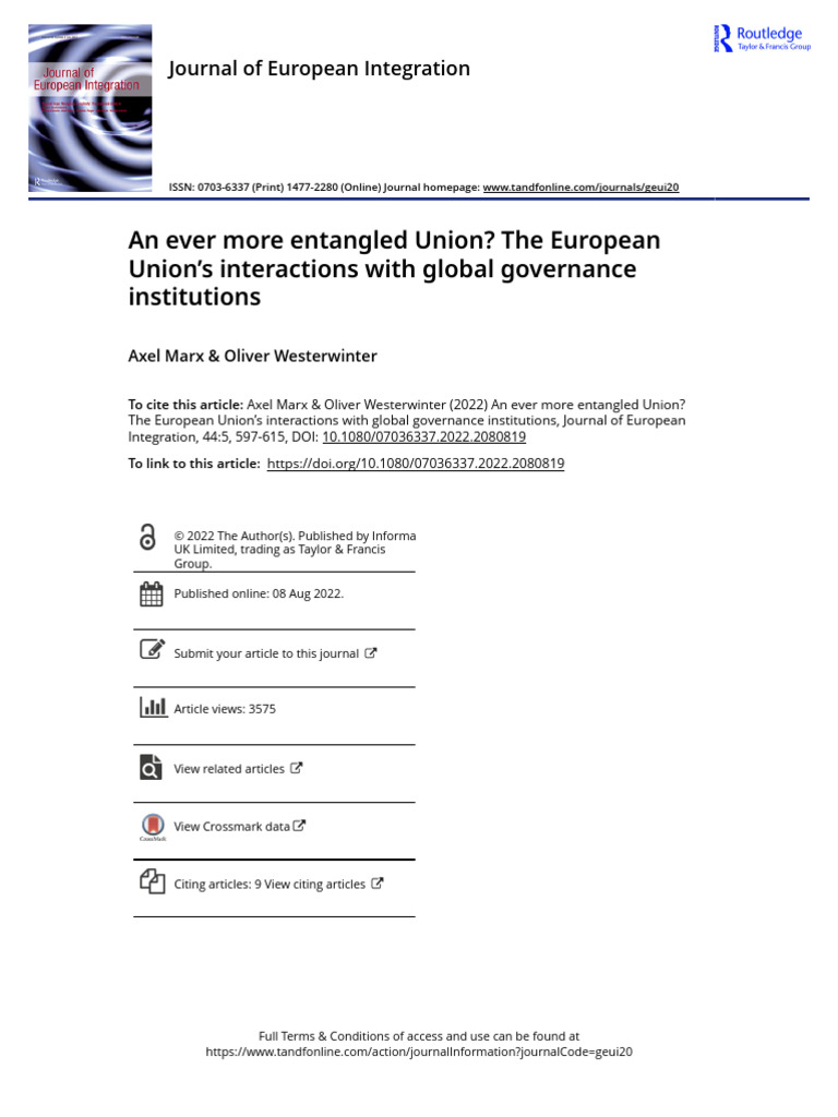 An ever more entangled Union The European Union s interactions with ...