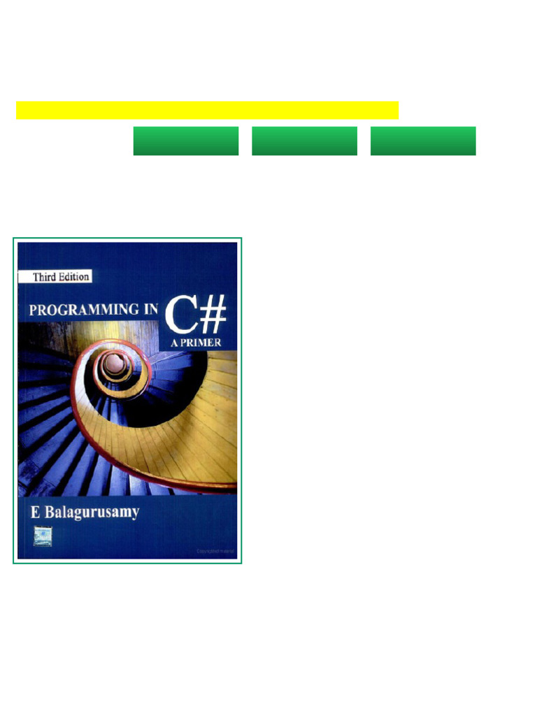 Programming in C A Primer 3rd Edition E Balagurusamy Kindle & PDF ...