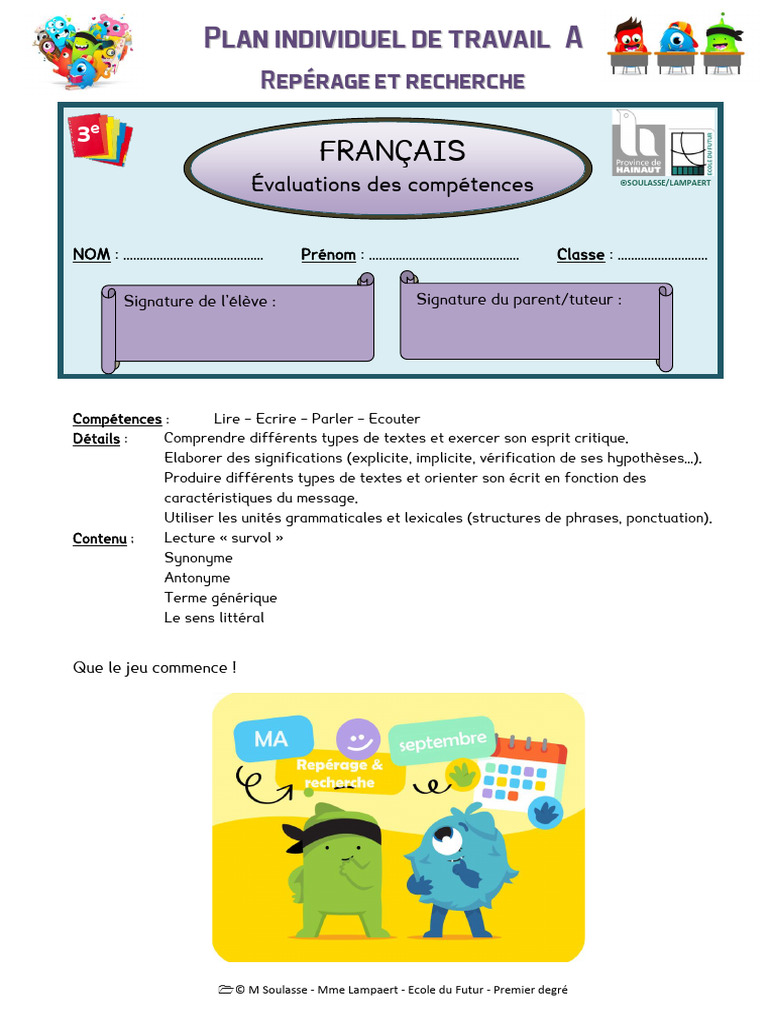 Évaluation des compétences en français | PDF