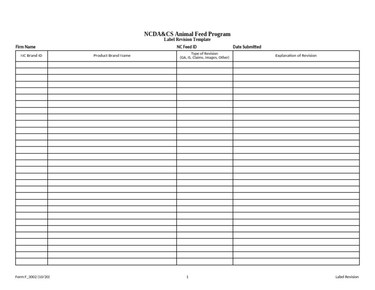 Label Revision Template | PDF
