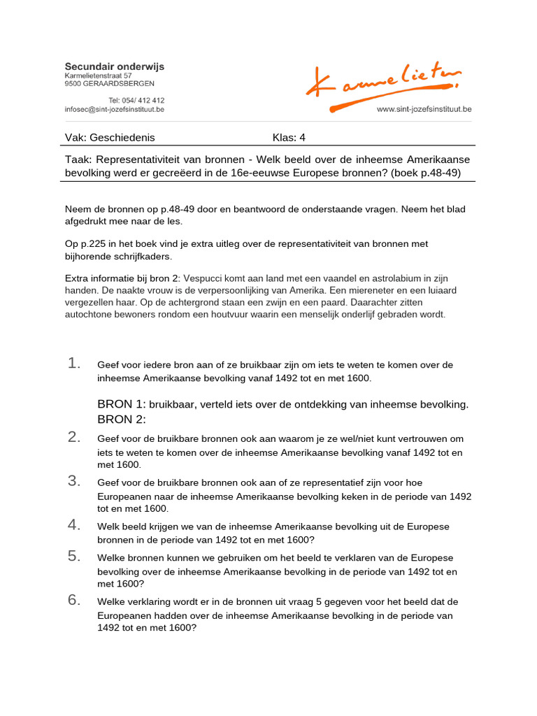 Taak - Representativiteit Van Bronnen - Welk Beeld Over de Inheemse ...