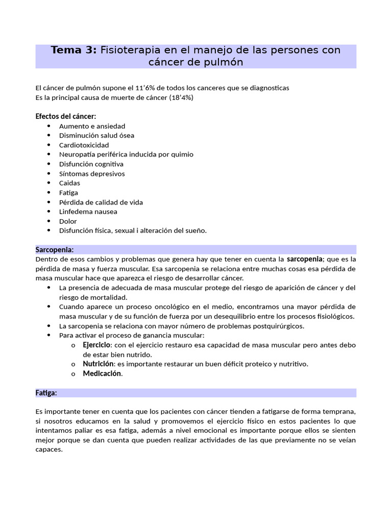 Tema 3 Oncoquirurgica | PDF | Cáncer | Respiración