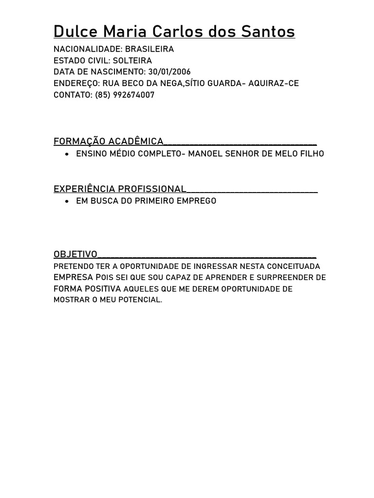 Dulce Maria Carlos Dos Santos | PDF