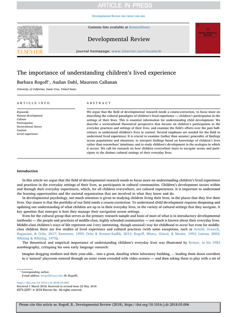 Understanding Children's Lived Experience | PDF | Psychology ...