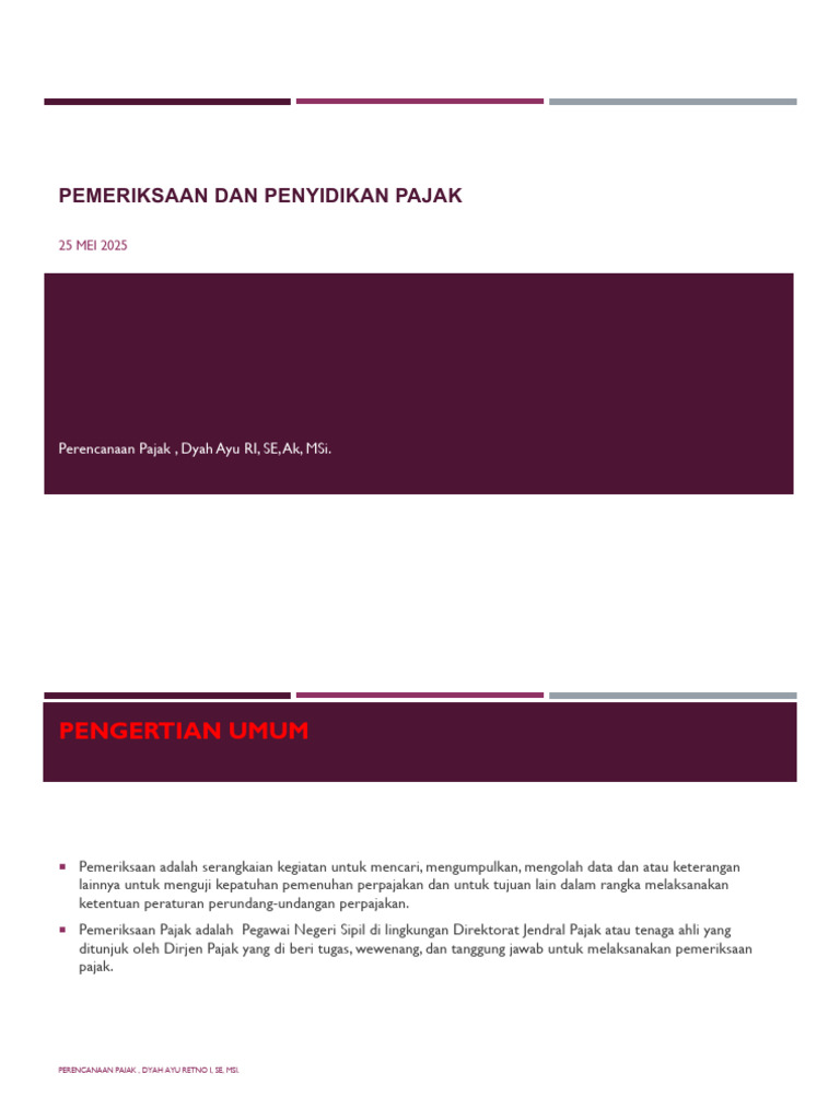 Panduan Pemeriksaan dan Penyidikan Pajak | PDF
