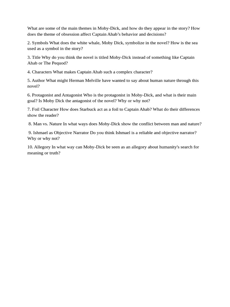 Key Themes and Symbols in Moby-Dick | PDF | Moby Dick | Captain Ahab