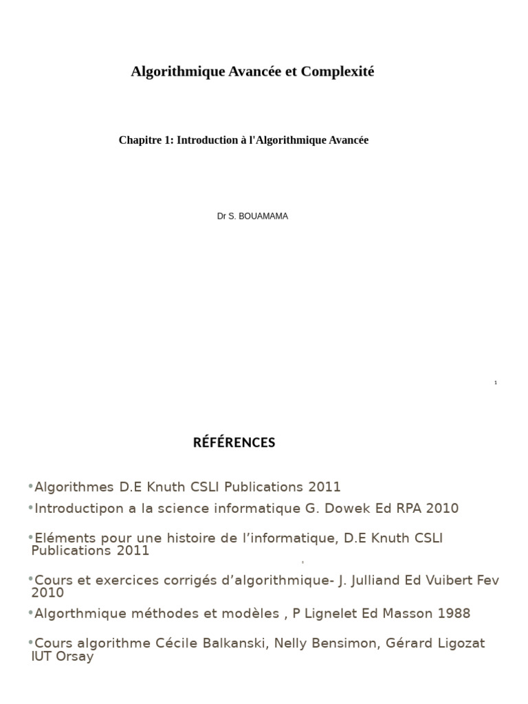Introduction à l'Algorithmique Avancée | PDF | Structure de contrôle ...