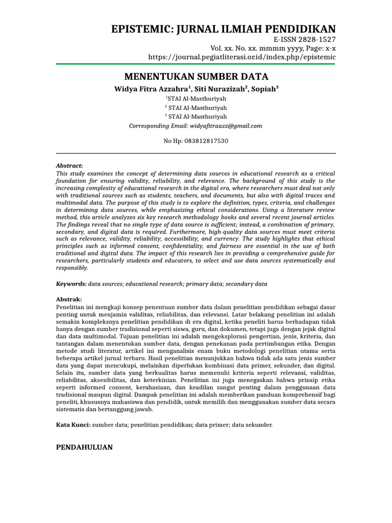 Panduan Sumber Data Penelitian Pendidikan | PDF