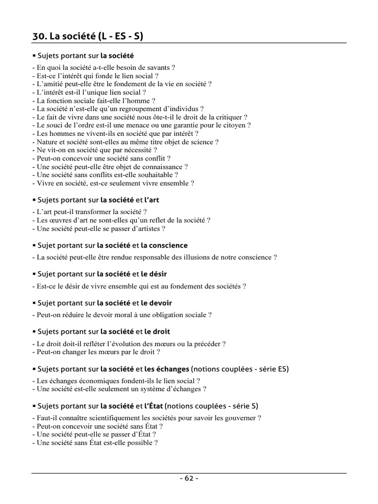 Questions sur la société et le sujet | PDF | Vérité | Changement ...