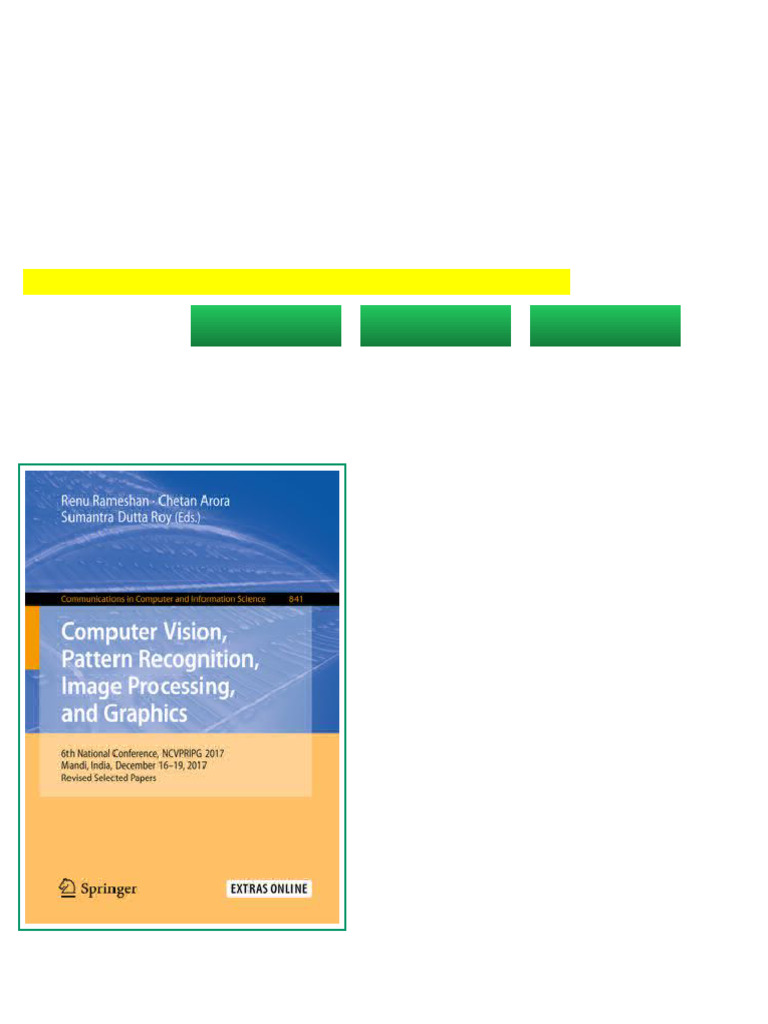 (Ebook) Computer Vision, Pattern Recognition, Image Processing, and Graphics by Renu Rameshan ...